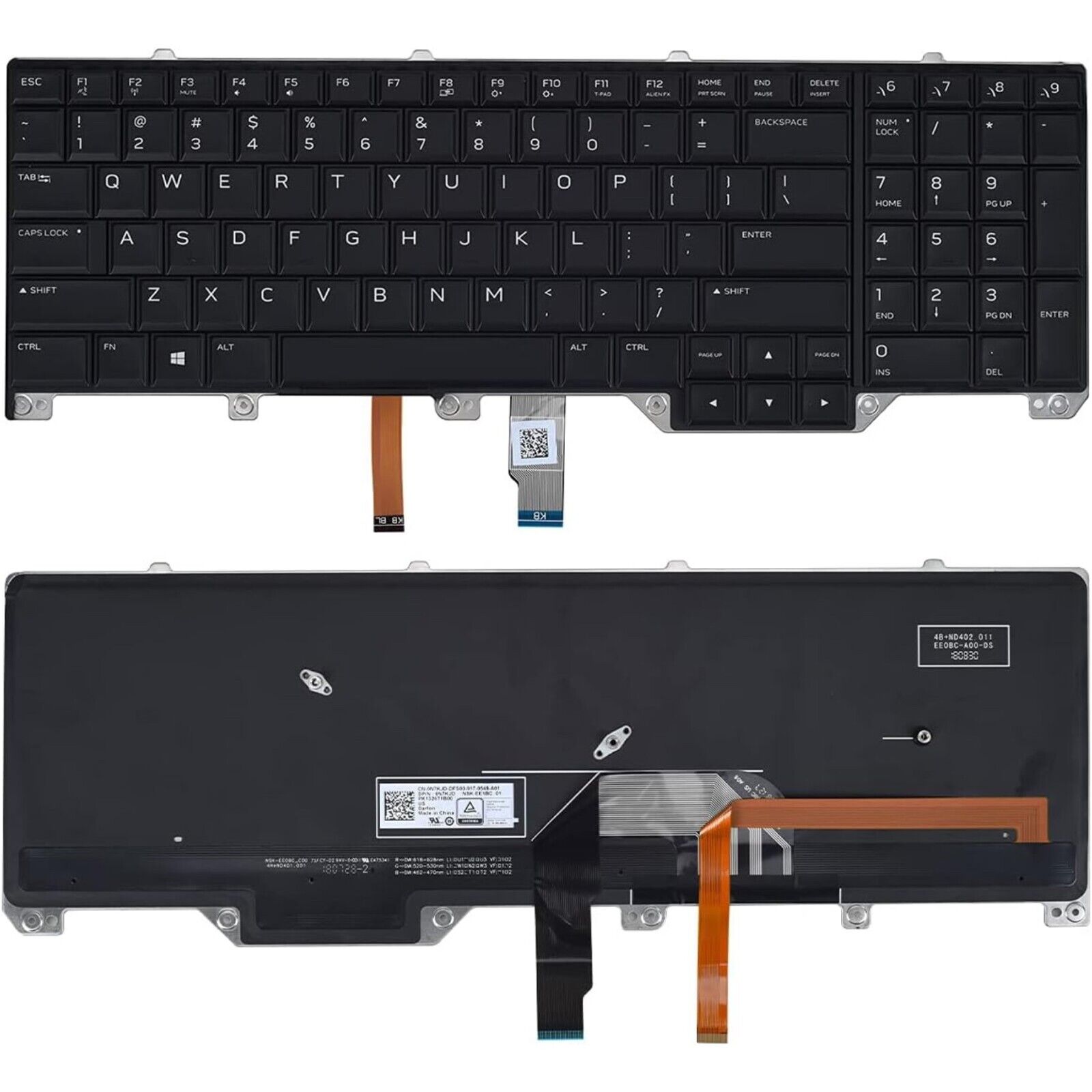 New Backlit Keyboard US For Dell ALIENWARE 17 R4 R5 M17 R4 0N7KJD Black